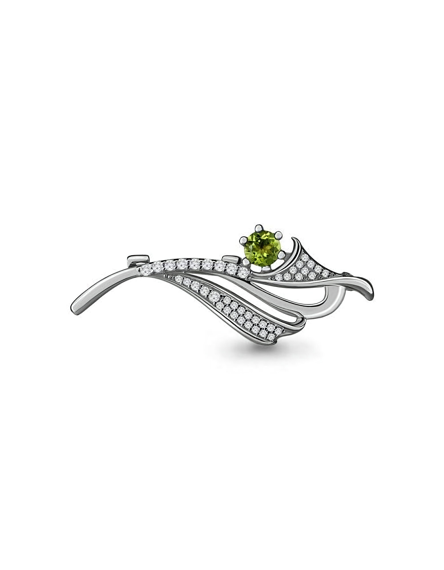 Брошь, серебро, 925 проба, родирование, фианит