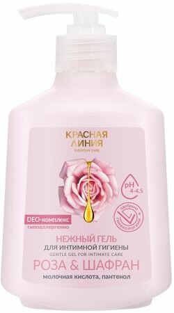 Красная линия Гель для интимной гигиены, Роза и шафран с аллантоином и молочной кислотой, 250гр