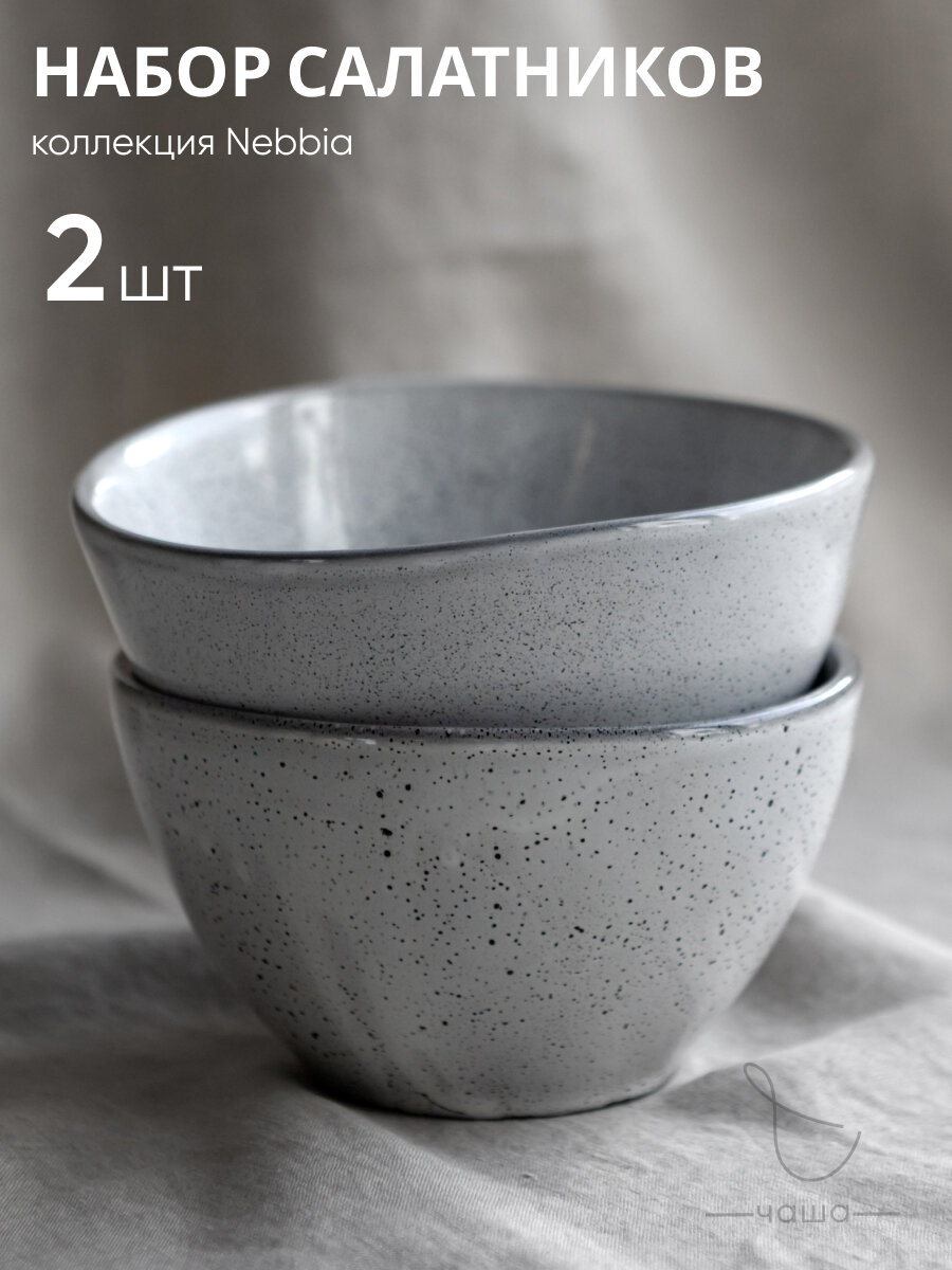 Набор фарфоровых салатников 2 шт объем 600мл, глубокие тарелки Chasha