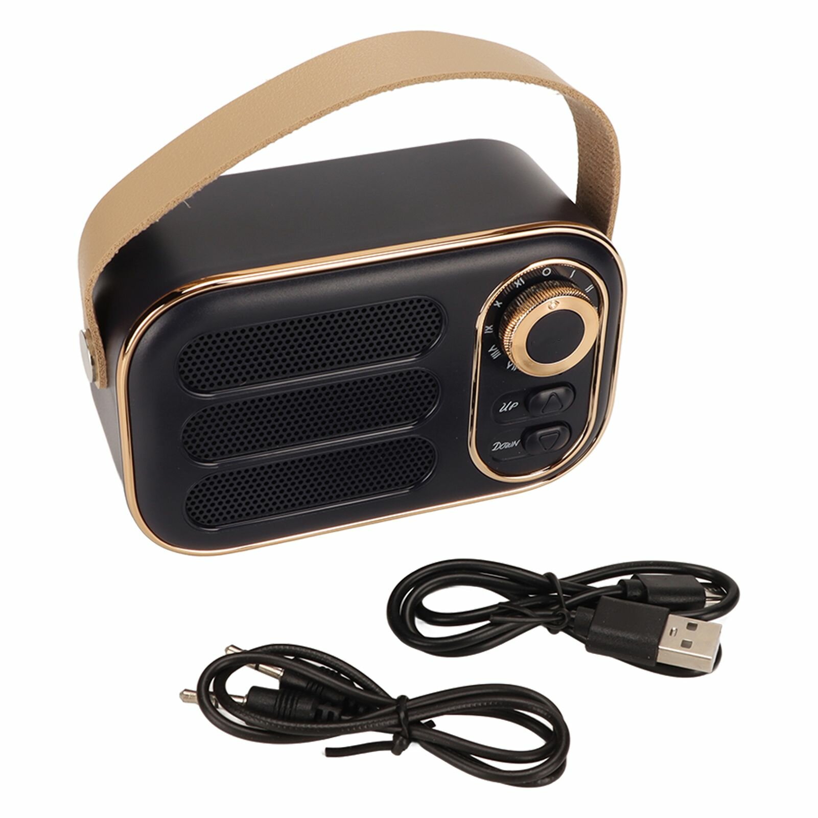 Портативная беспроводная Bluetooth-колонка Hi-Fi со стереозвуком и зарядкой через USB, ретро-дизайн для дома и путешествий, черная
