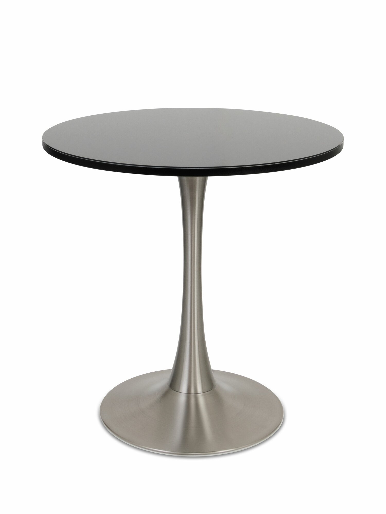 Стол обеденный МДФ+стекло Tulip-18 чёрный/нержавеющая сталь D70