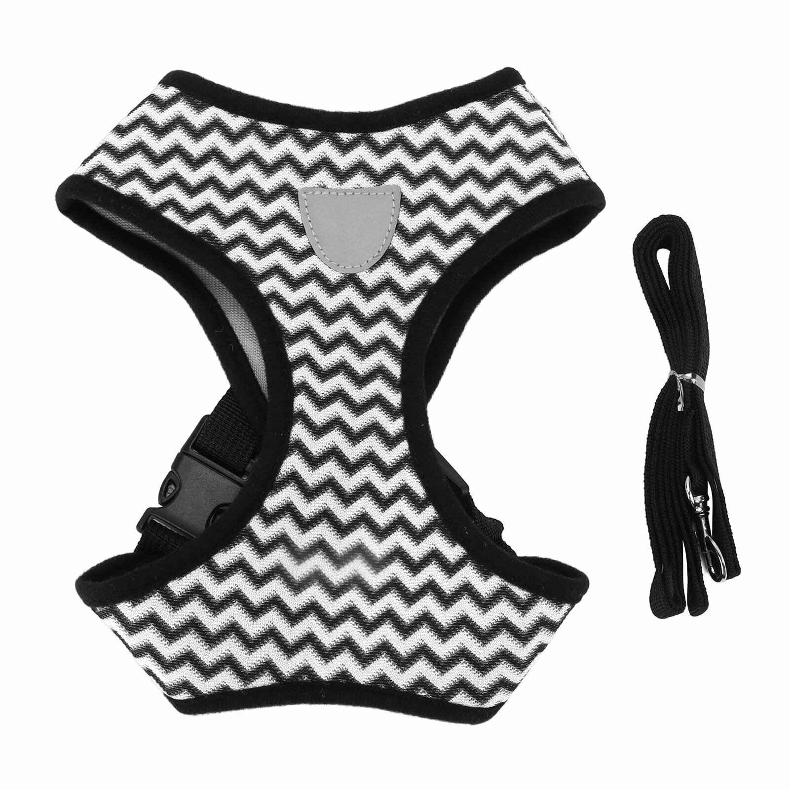 Светоотражающая шлейка для домашних животных General с противоскользящим шнуром для кошек и собак мелких и средних размеров, белая, размер M.