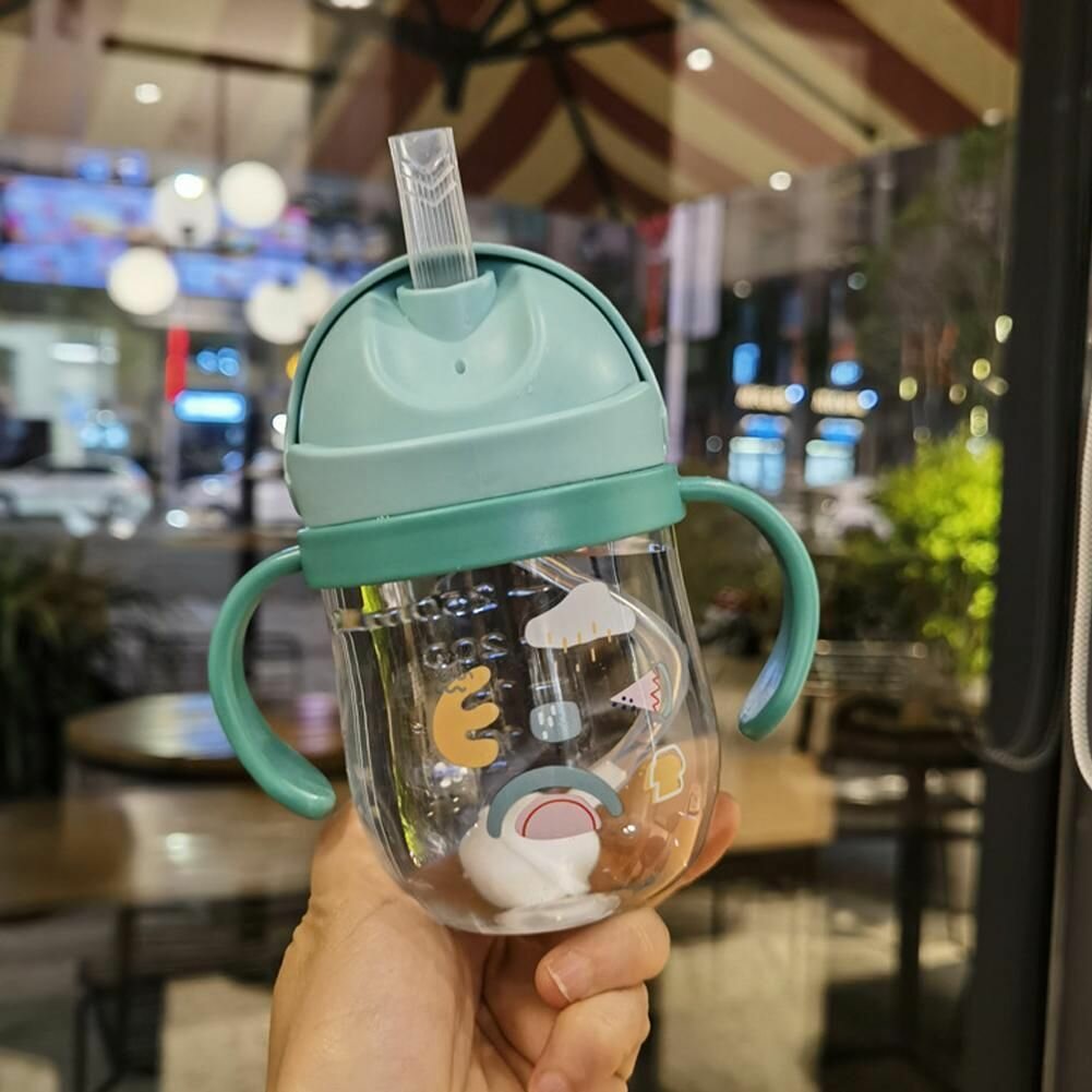 250мл, детская чашка для воды, Кружка-Поильник с силиконовой трубочкой, непроливайка, бутылка для кормления, с ручками