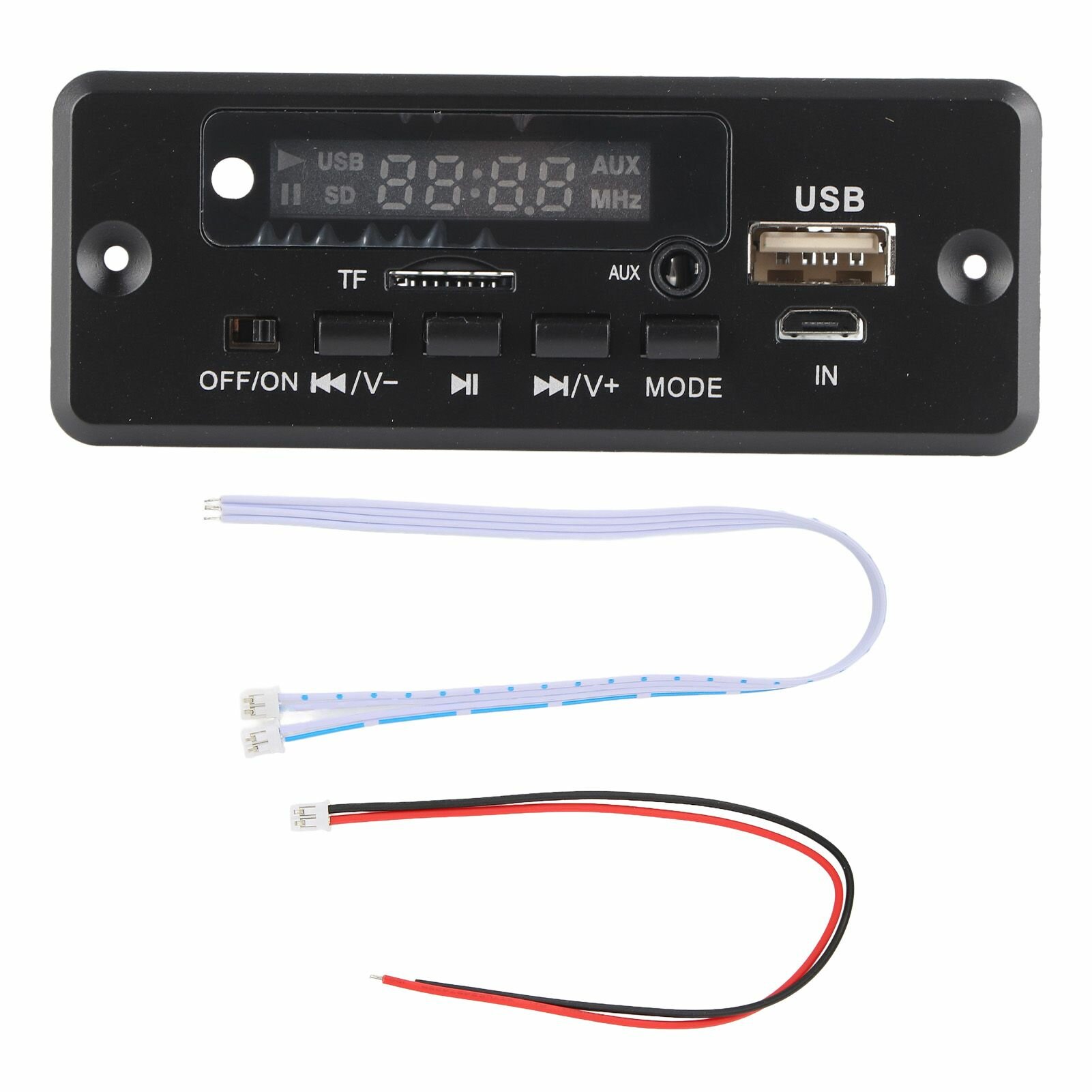 Плата декодера MP3 12V, USB, AUX, для карт памяти, черная