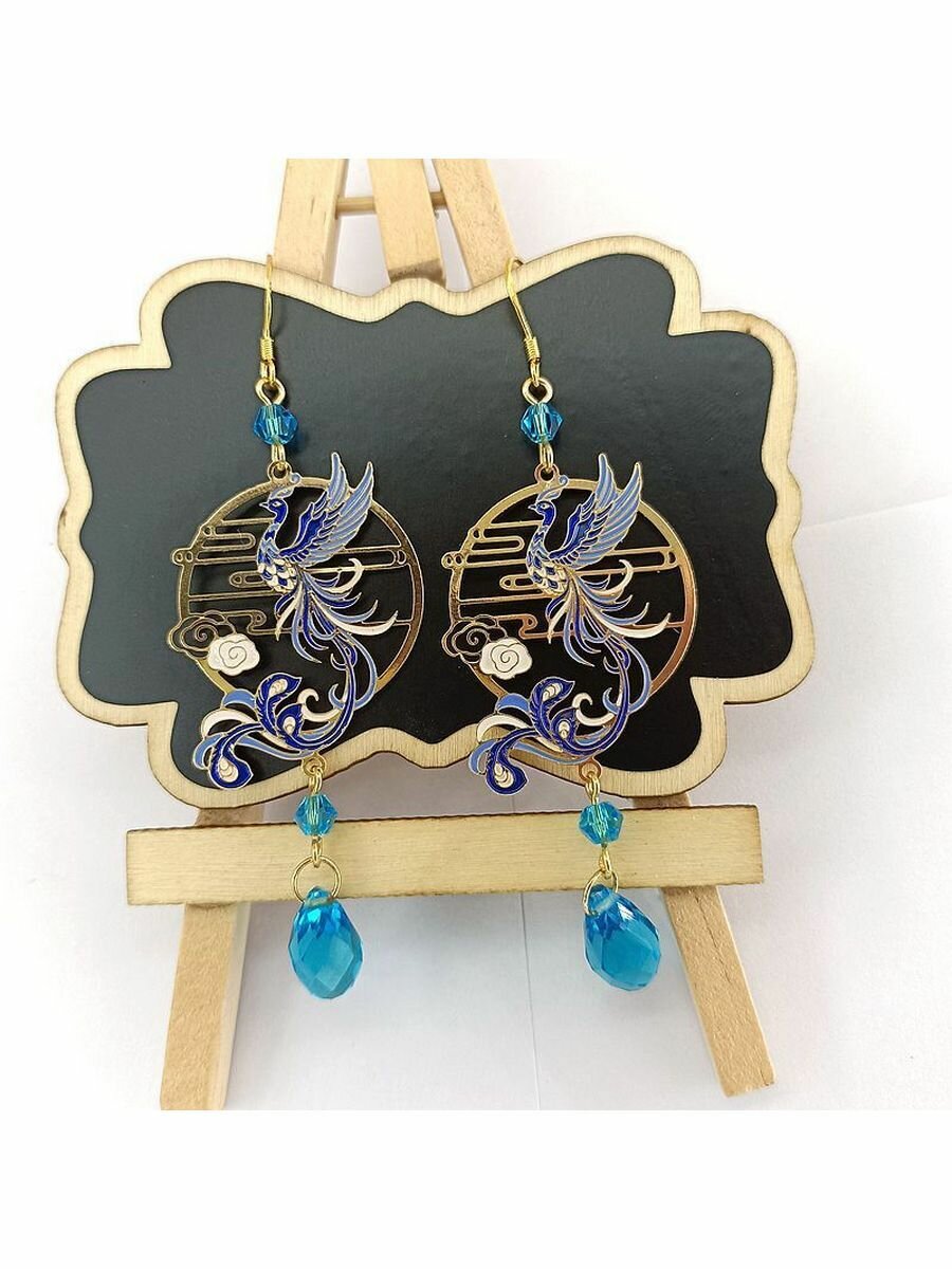 Серьги, стекло, металл, эмаль, искусственный камень