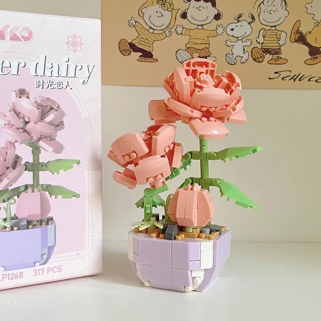 Цветочная модель, детские блоки, строительный блок для детей от 7 до 10 лет,3d конструктор для взрослых, микрокирпичи, сборка детской игрушки в подарок