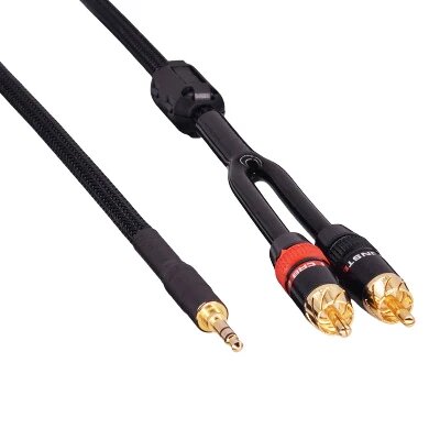 HIFI AUX аудио кабель провод 3,5 мм к двойным RCA проводам 3,5 двойной лотос 3,5 до 2 RCA кабели силовые усилители линии черный, 50cm