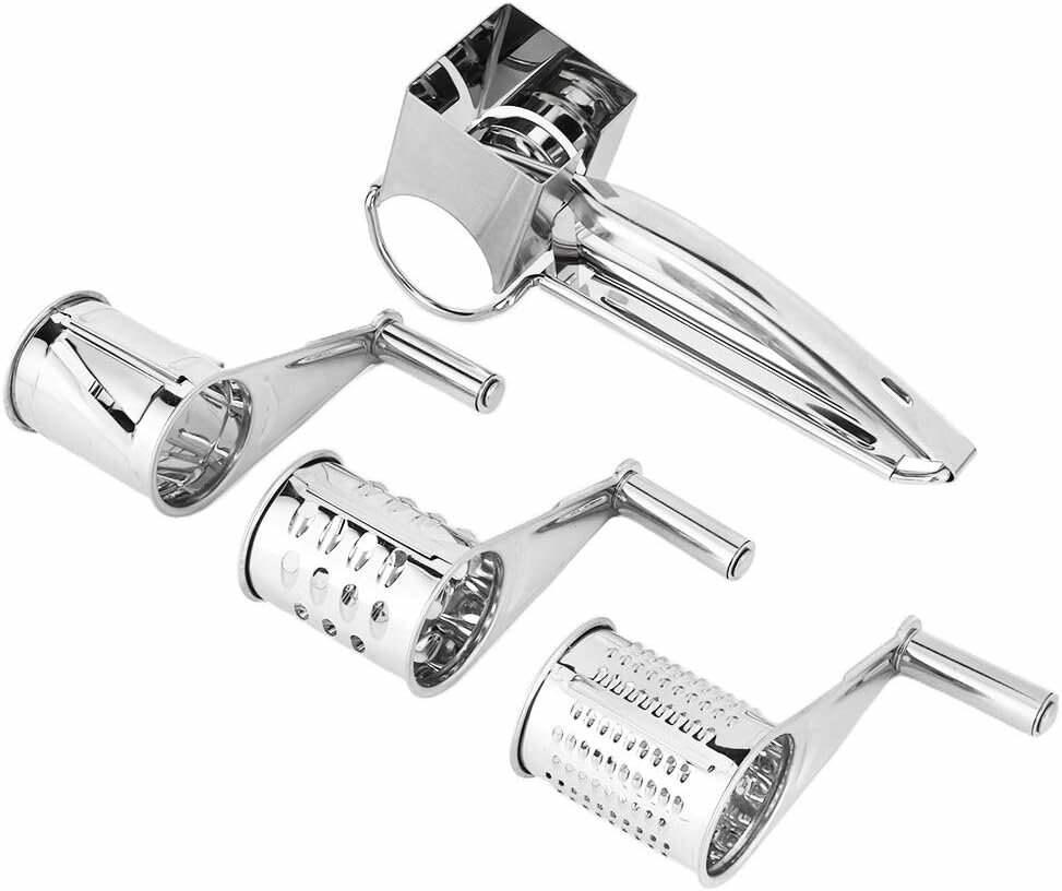 Ручной роторный терка для сыра из нержавеющей стали, ручной роторный нарезчик, дробилка для терчения твердого сыра, шоколада, орехов, для вечеринок, десертов, ресторанов, кухонных гаджетов, цвет: серебристый, материал: нержавеющая сталь, размер упаковки: