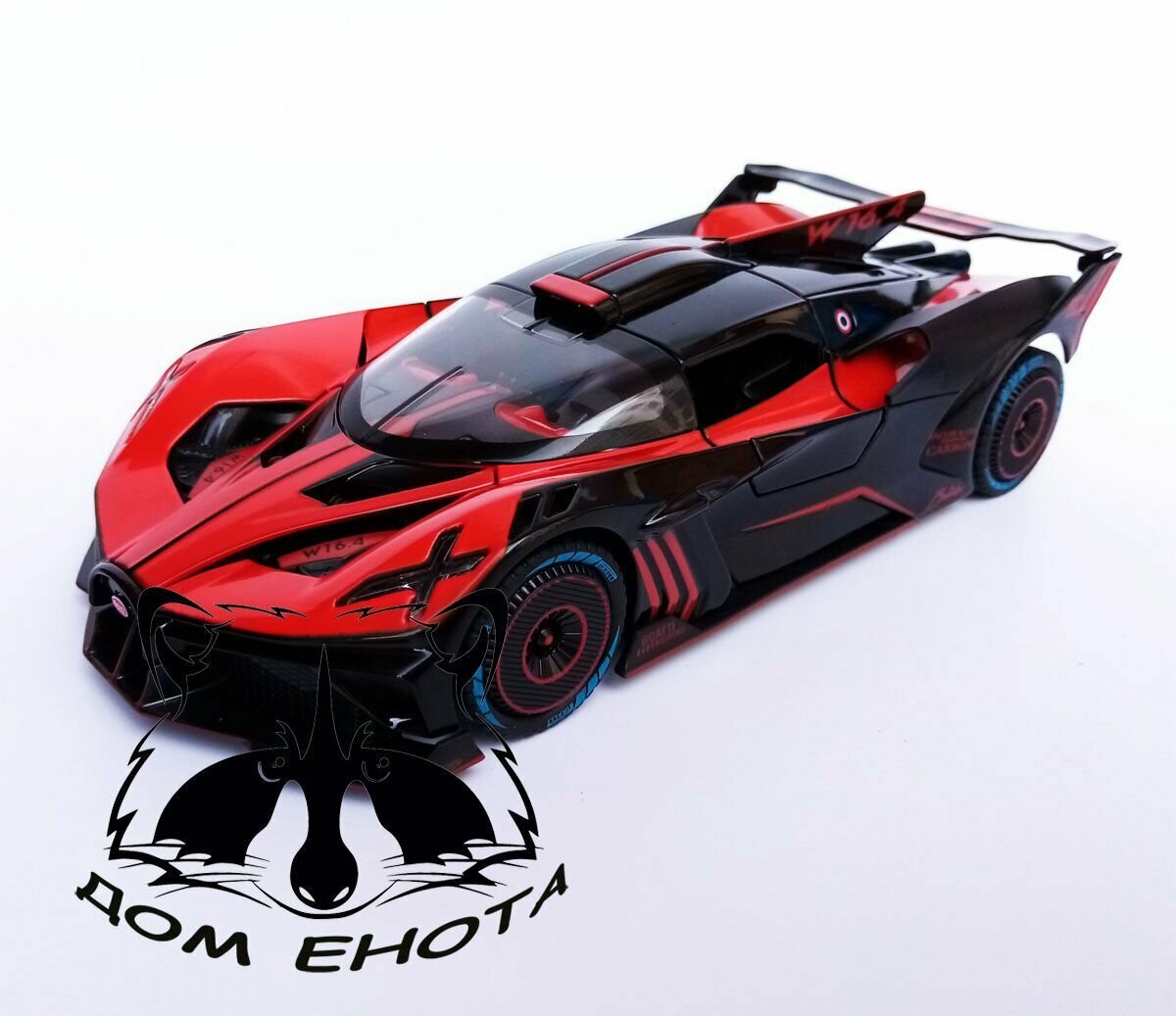 Машинка Bugatti Bolide. Металлическая модель автомобиля Бугатти Болиде с дымом красный 1:24