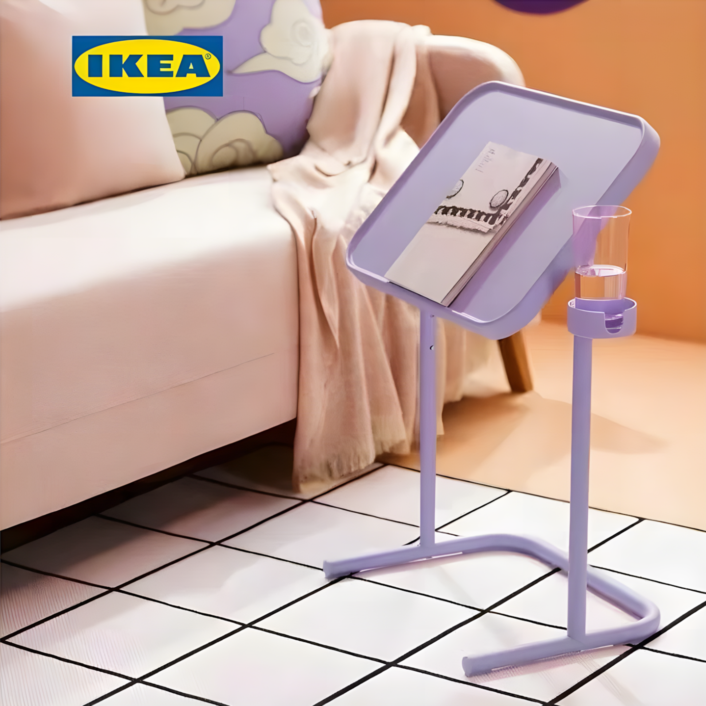 IKEA/икеа Столик приставной журнальный, прикроватный приставной, для ноутбука складной, (BJORKASEN/бьеркосен)