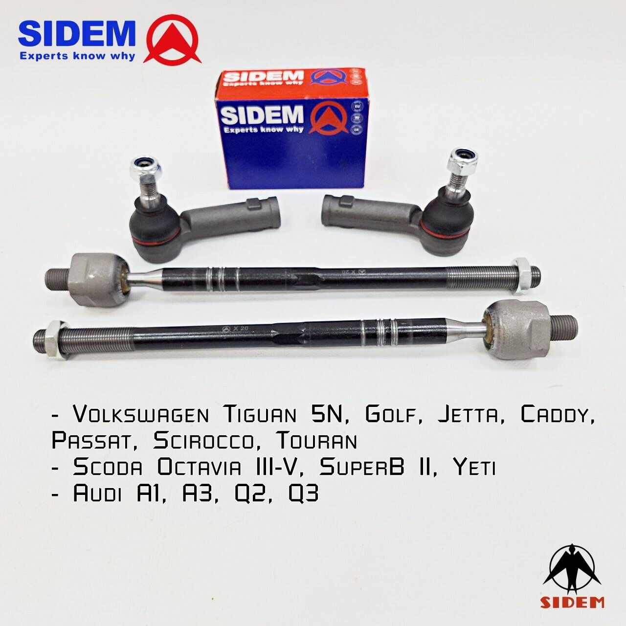 Рулевые наконечники тяги Sidem для Volkswagen Tiguan, Golf, Jetta, Passat, Cady, Skoda Octavia, Superb