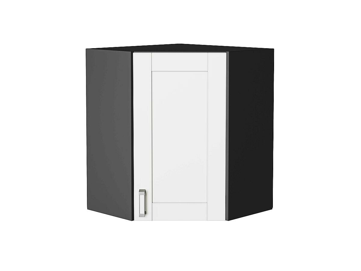Шкаф верхний угловой Лофт, цвет фасада White Silk, цвет каркаса Graphite, 716*600*600 мм