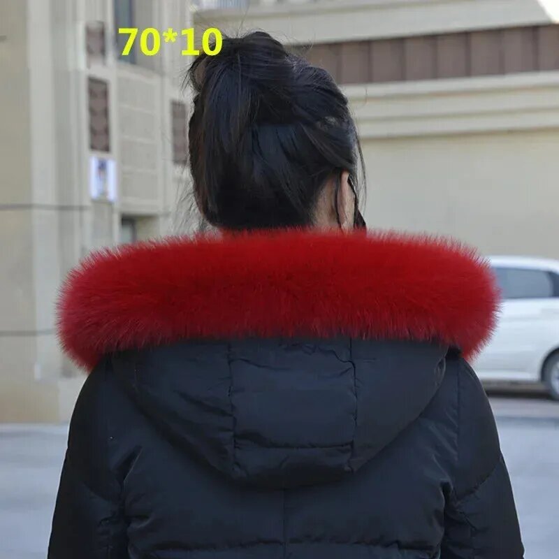 Qearlstar Женщины 100% натуральный лисий мех воротник 10 см ширина мужчины дети реальный мех воротник шарфы белый черный,120,9, натуральный мех,75, красный, SKU00303