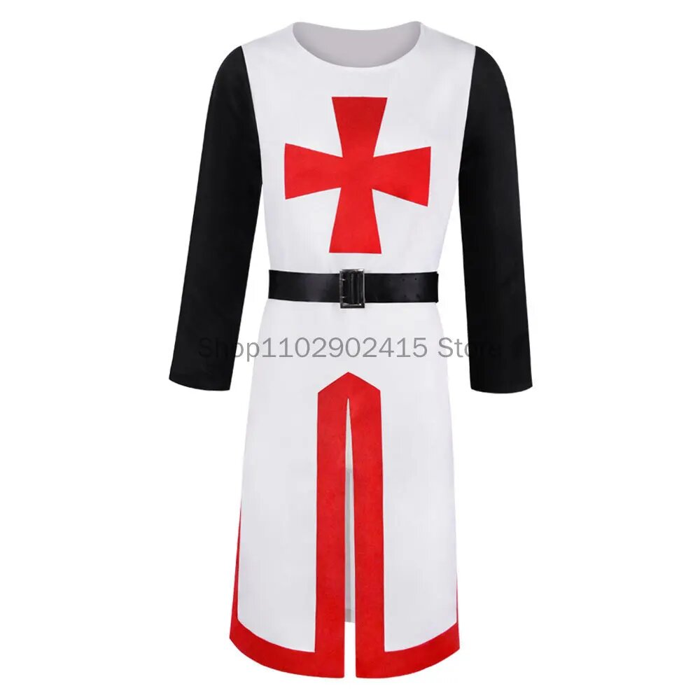 Мужской костюм рыцаря-крестоносца, полиэстер 4XL, white red no belt