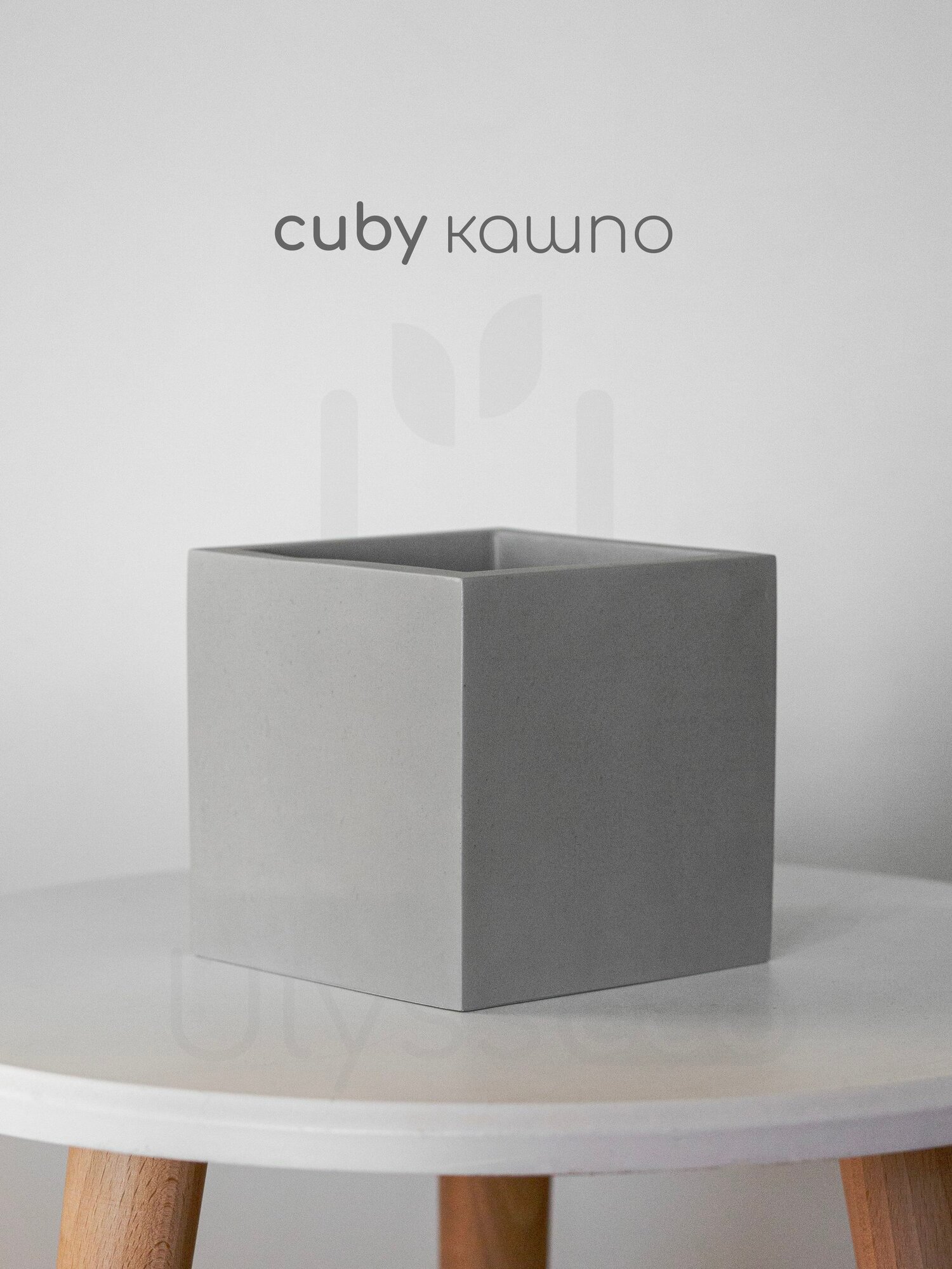 Кашпо квадратное Cuby, искусственный камень, серое, лак, 1 литр, 11.5x11.5 см