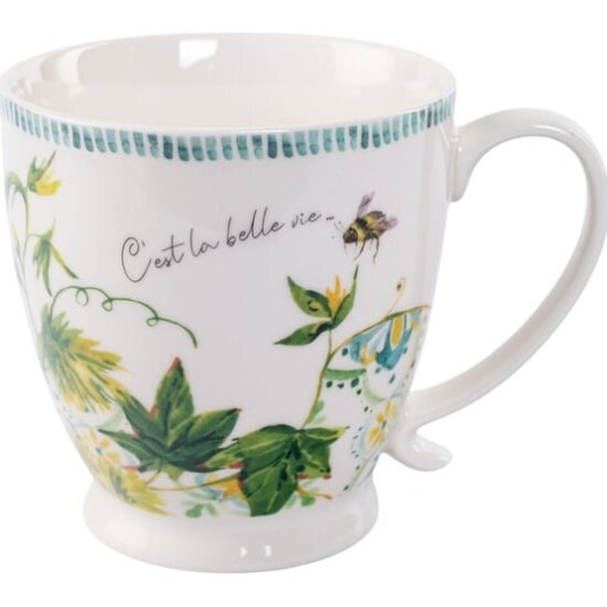 Кружка Fioretta LA BELLE VIE 480 мл, фарфор, белый/зеленый (TDM774)