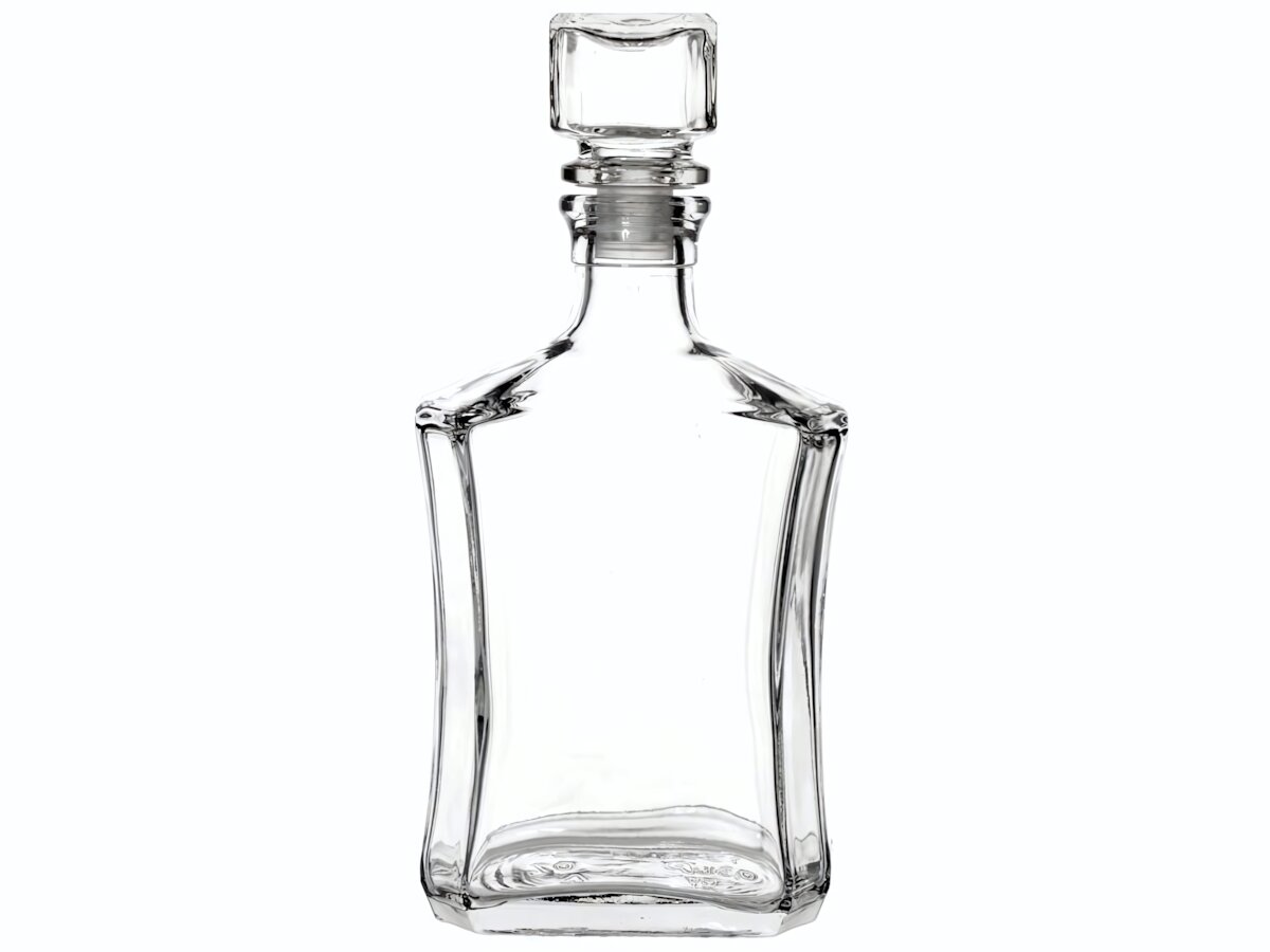 Графин-штоф 0,5л "Антенна", стекло, прозрачный, квадратная крышка, для домашних напитков, стильный стол