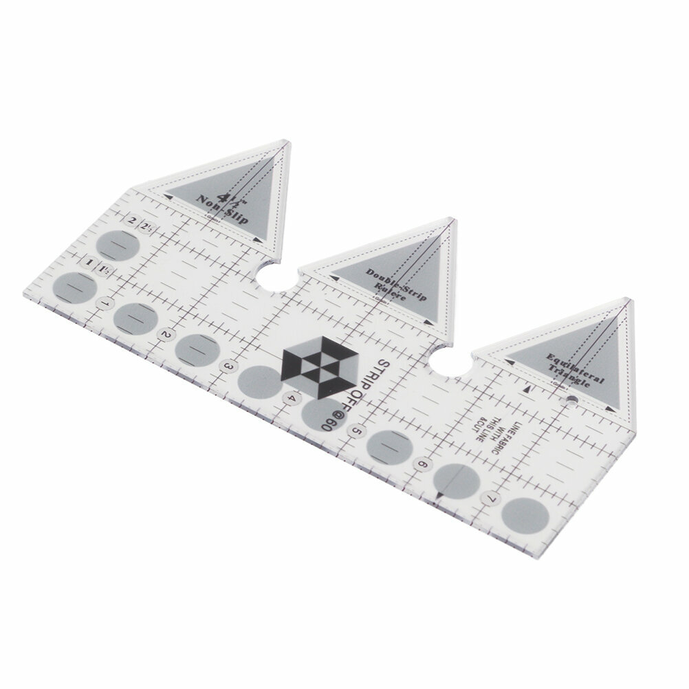 Линейка-сетка 45/60/90 градусов, двойная полоса, прозрачный акриловый, нескользящий, четвертьтреугольный шаблон для раскроя, для шитья.