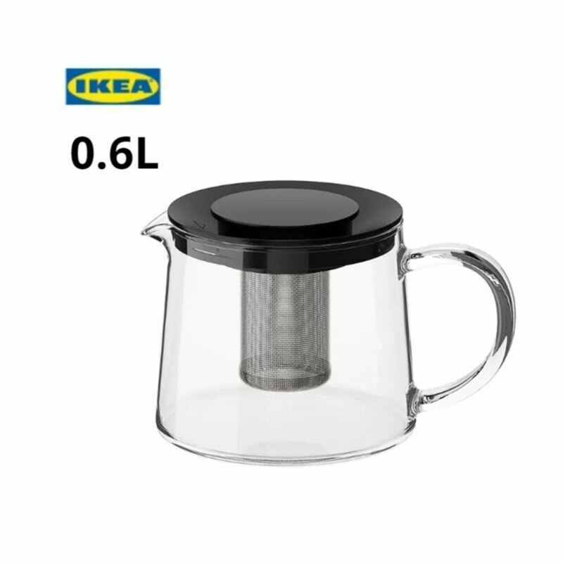 Стеклянный заварочный чайник IKEA с ситечком для чая 1.5 литра идеальный чайник для чаепития в одиночку или с друзьями