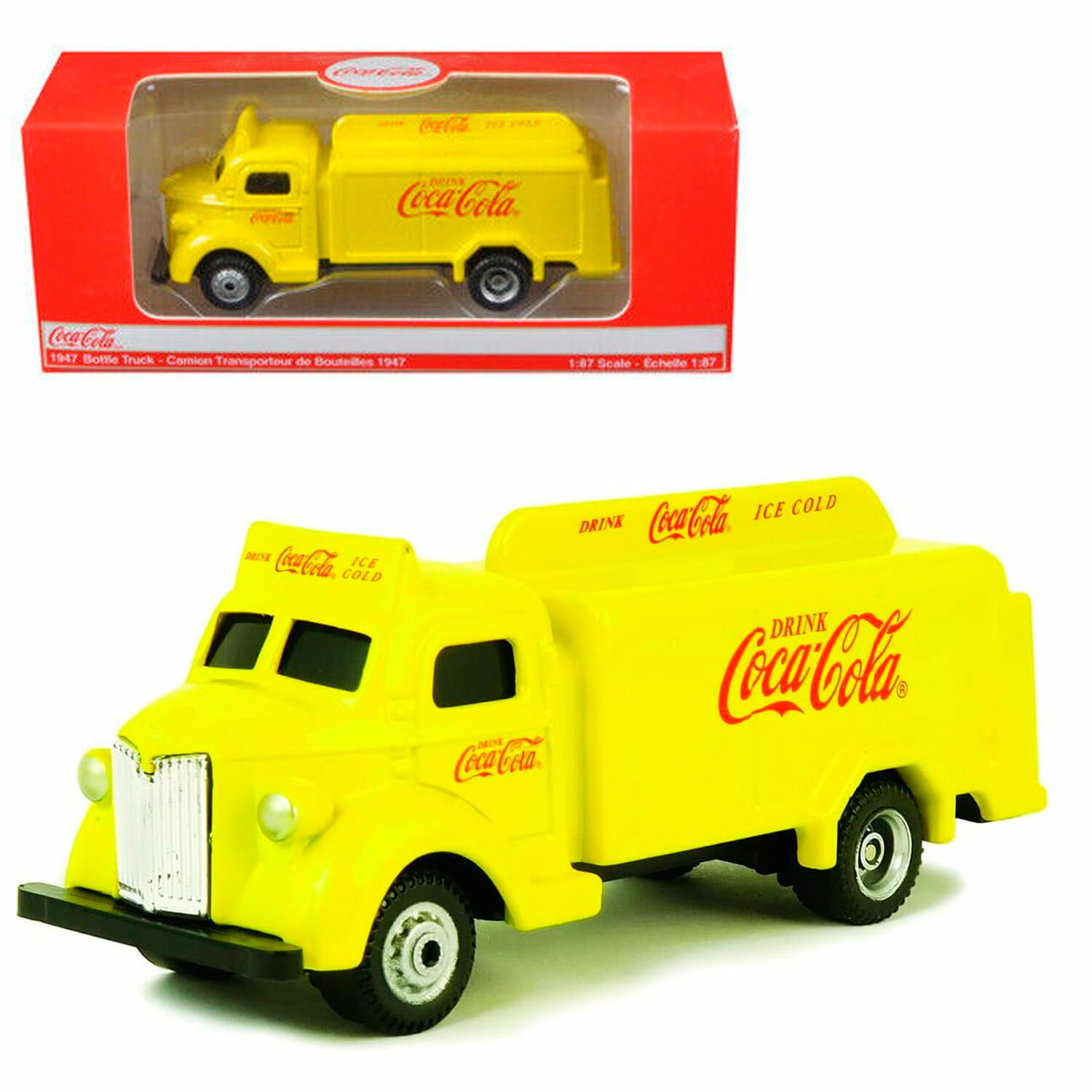 Машинка литая коллекционная Motor City Classics - Die-сast модель по лицензии Coca-Cola 1947 Bottle Truck (Yellow), масштаб 1:87, 439954