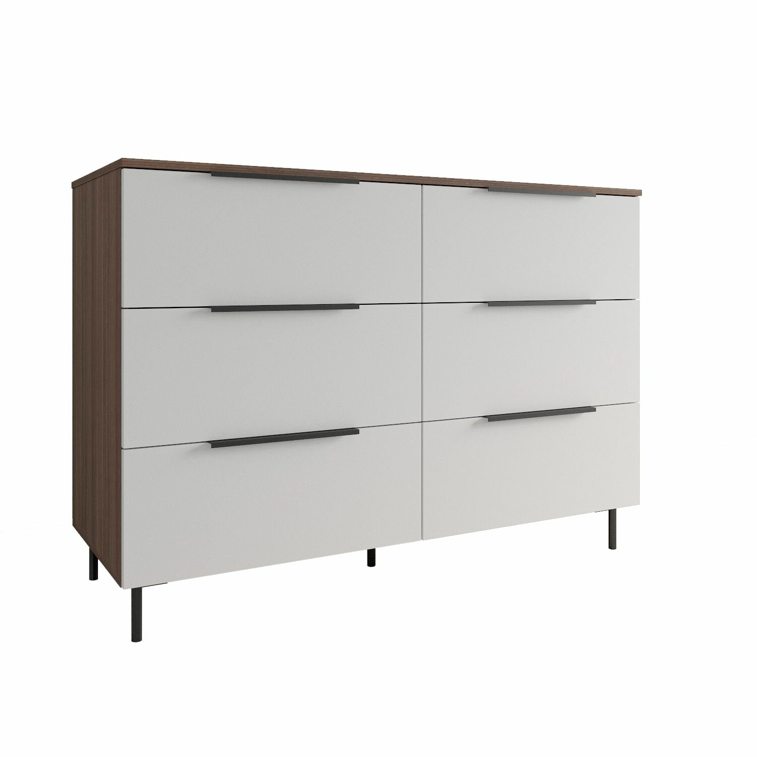 МС Роза / Комод 1300 Ройс Белый софт (Базовая комплектация) + 6 шт. Ручка-скоба СА-1(черный матовый) (ДСВ)