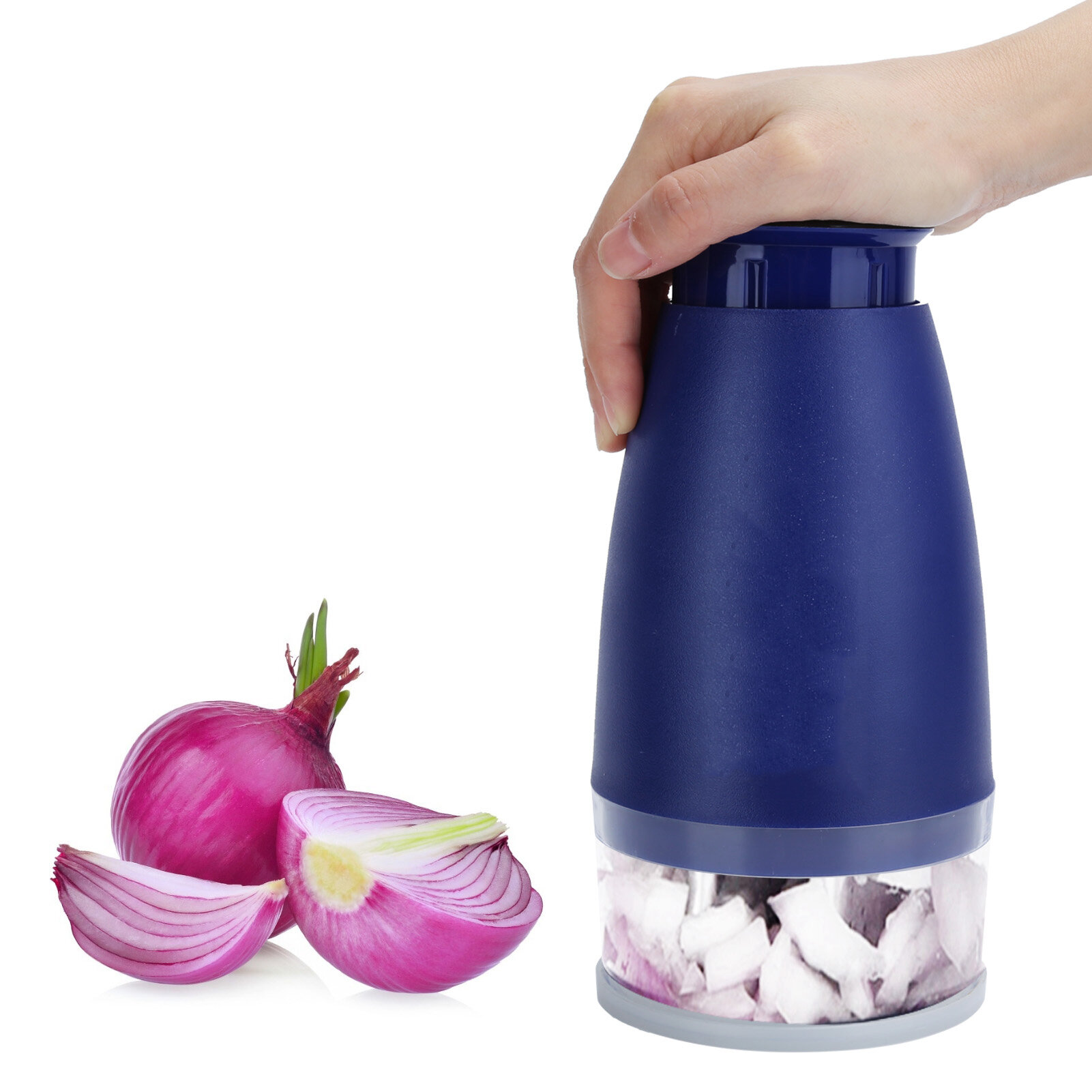 Ручной измельчитель, ручной пресс для чеснока, имбиря, измельчителя чеснока, бытовой с 2 шт. пластиковой коробкой, синий
