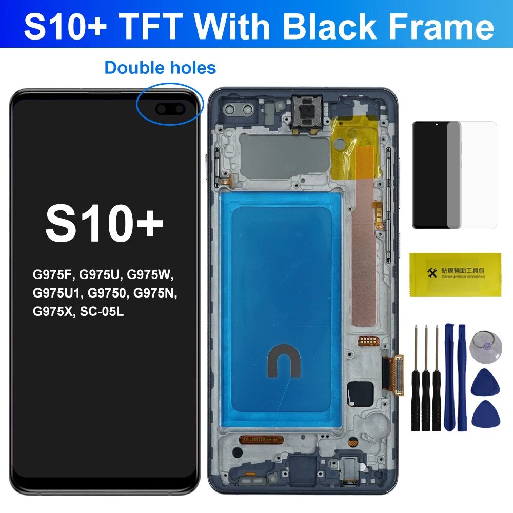 ЖК-экран S10 Plus для Samsung Galaxy S10+ G975F G975F/DS, детали дигитайзера сенсорного экрана для Samsung Galaxy S10 G973F
