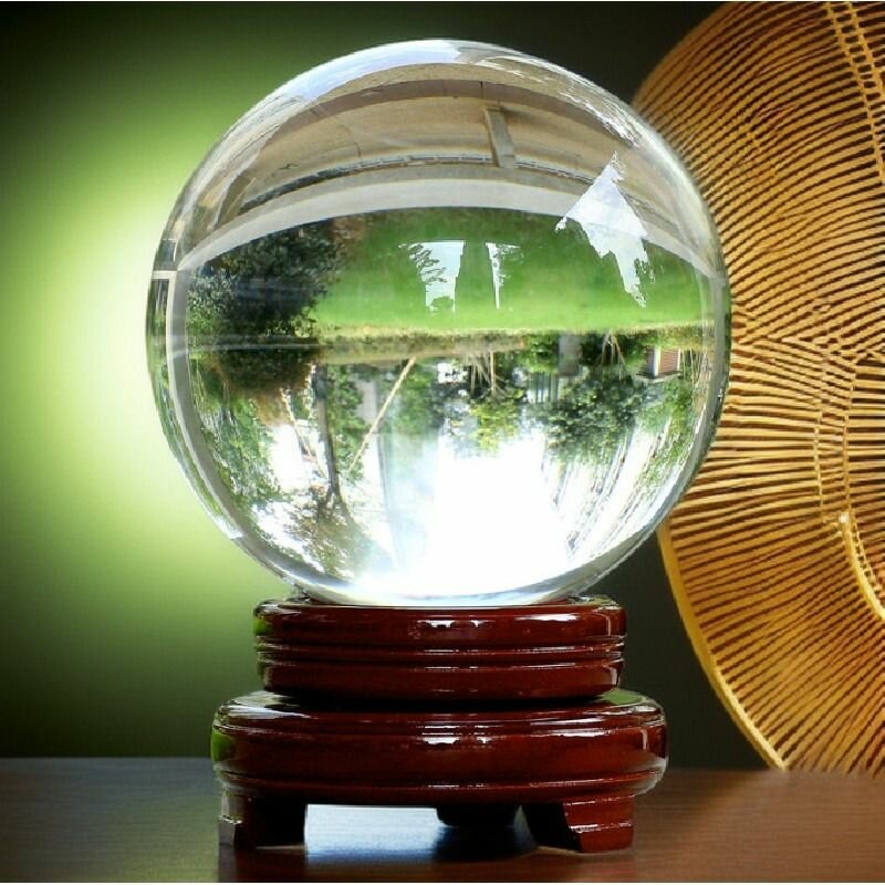 Магический хрустальный шар, гадание, ритуал, Диаметр 8 см, С деревянным основанием