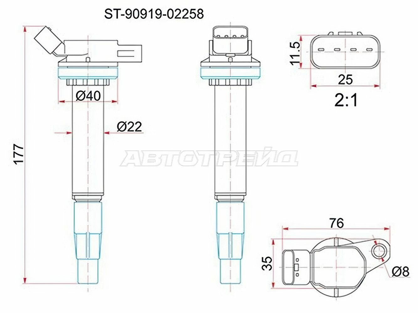 Катушка зажигания для Тойота Аурис Королла, Аурис, Рав 4 арт ST9091902258 SAT