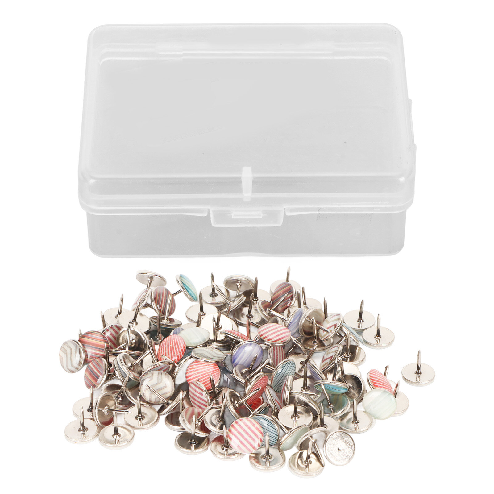 Кнопки для пробковой доски, 120 шт, красочные, насыщенных цветов, покрытые металлом, в коробке, для офиса, класса, семьи