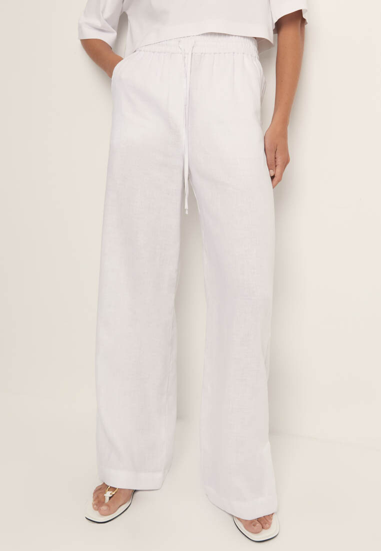 Брюки льняные прямые на резинке