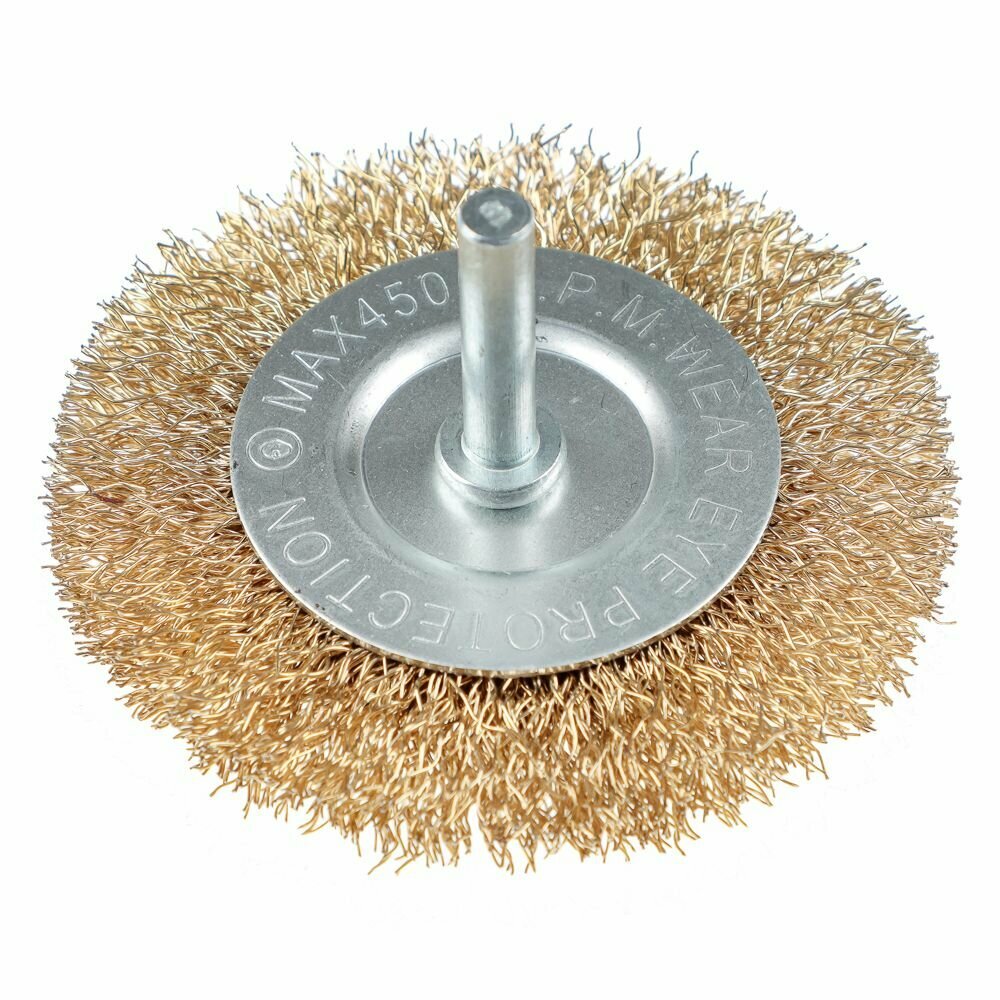 Щетка металлическая для дрели ермак 75 мм со шпилькой, плоская