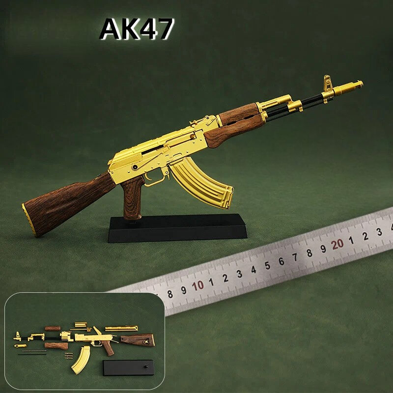 Игрушечное оружие Shuojie АК-47, сплав металла, золотой, масштаб 1:13, сборный