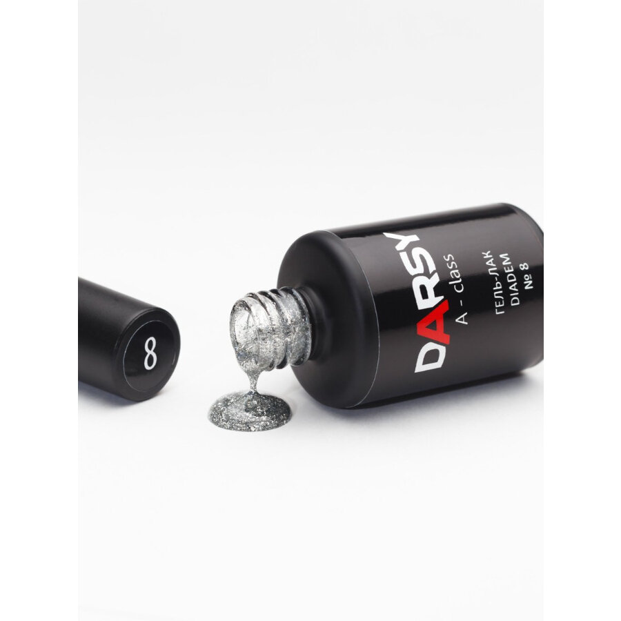 DARSY, Гель-лак прозрачный с серебряным шиммером diadem №8, 8 мл