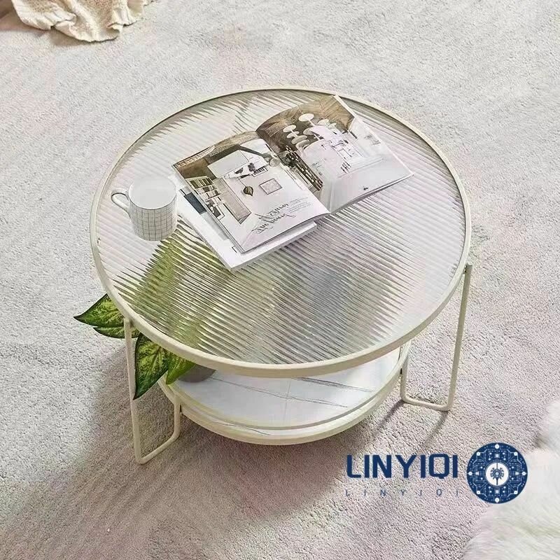Журнальный столик, стеклянный, круглый, минимализм, колесики, 60x60 см, высота 45 см