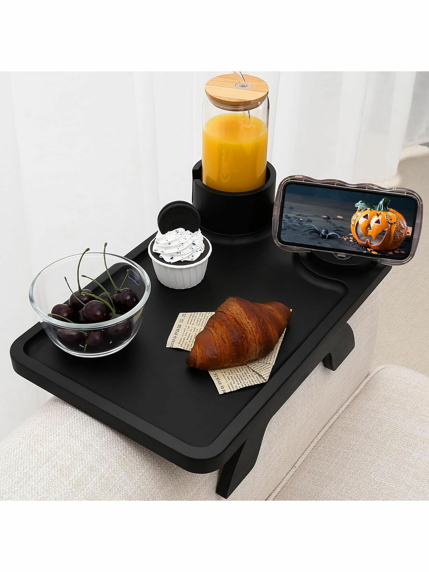 Подставка на подлокотник дивана из бамбука ALPY, Столик накладка для дивана 39*25см