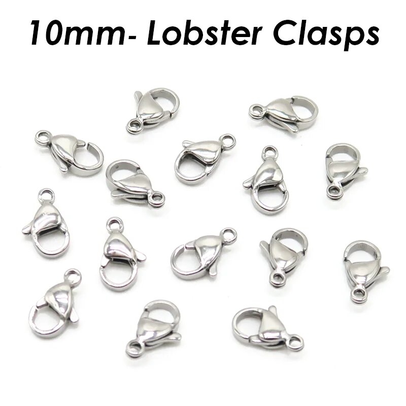 100 штук лобстер застежек из нержавеющей стали NeoVogue 10mm Clasp Steel