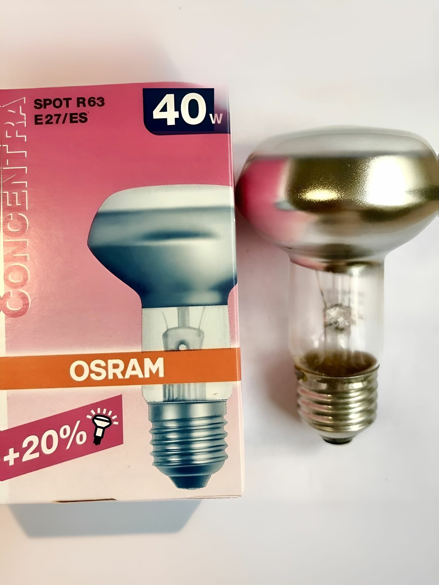 Лампа (2 штуки) накаливания зеркальная Conc R63 40W E27 Osram (Германия)
