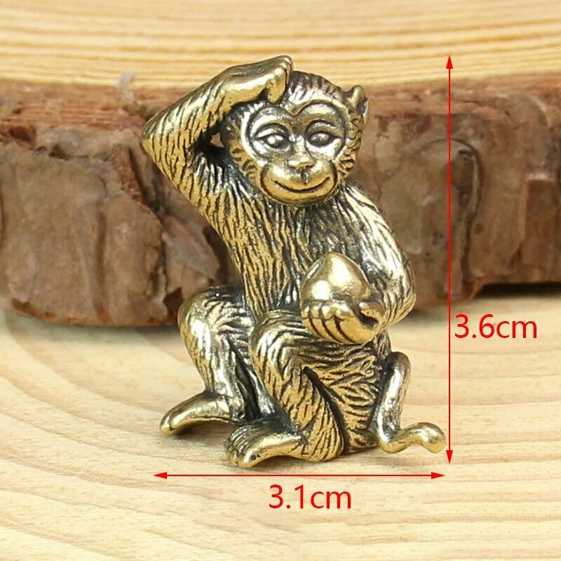 Латунная фигурка обезьяны, 3.6x3.1 см, Цвет: A09