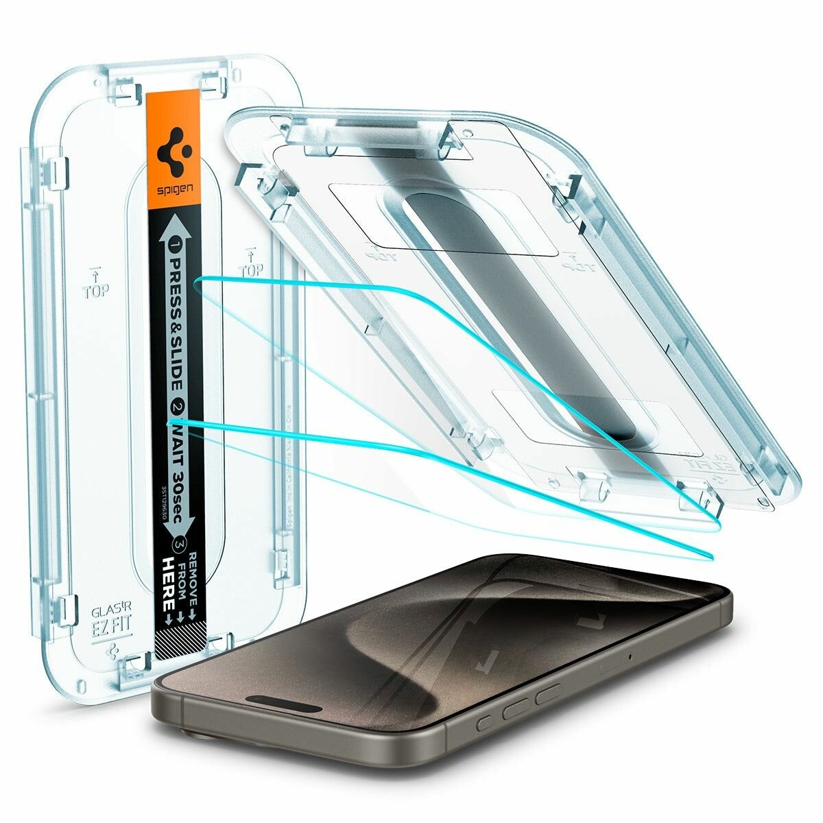 Защитное стекло Apple iPhone 15 Pro Max Spigen на Apple iPhone 15 Pro Max (AGL06872) Glass tR EZ Fit 2 шт / Спиген стекло для Айфон 15 Про Макс, прочное, олеофобное покрытие, прозрачное