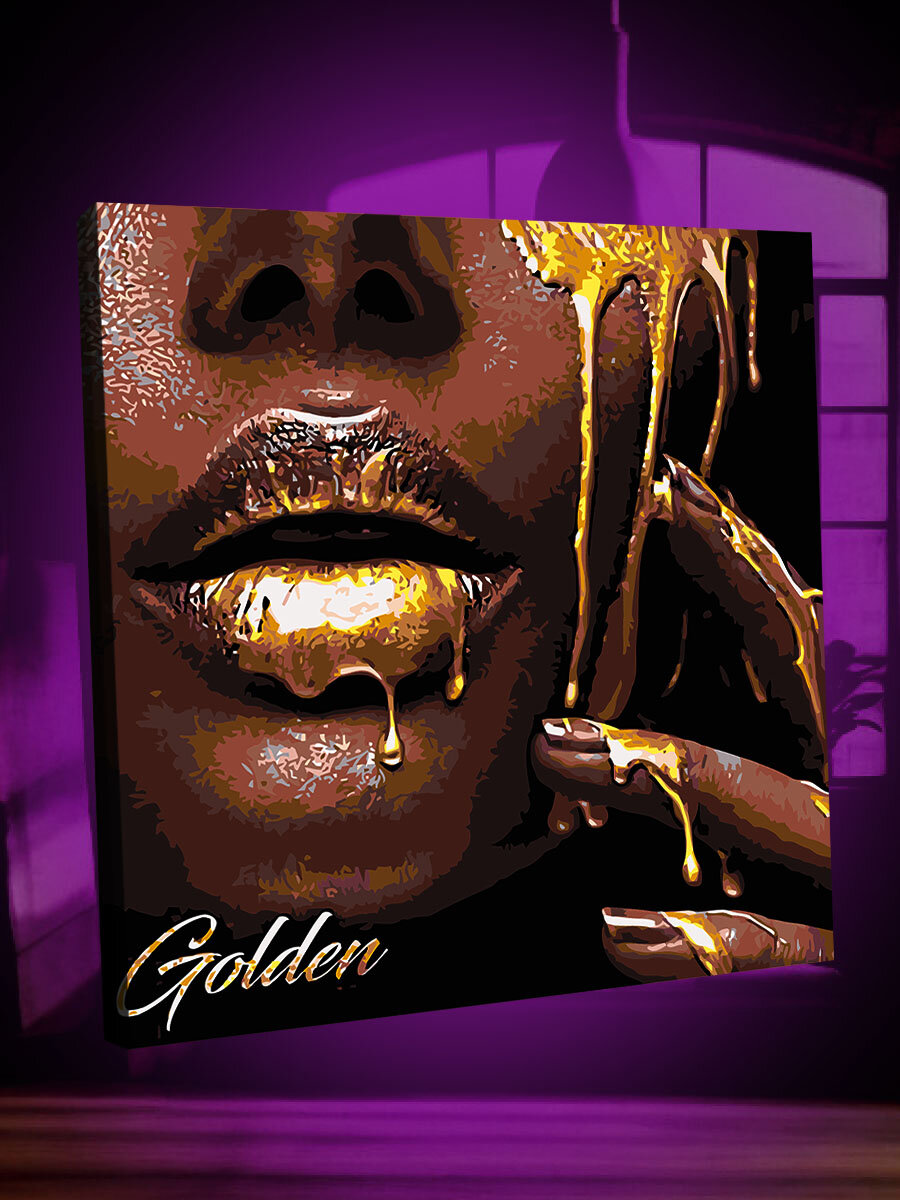 Картина по номерам Портрет девушки с золотом / Portrait of a girl with gold холст на подрамнике 40*40