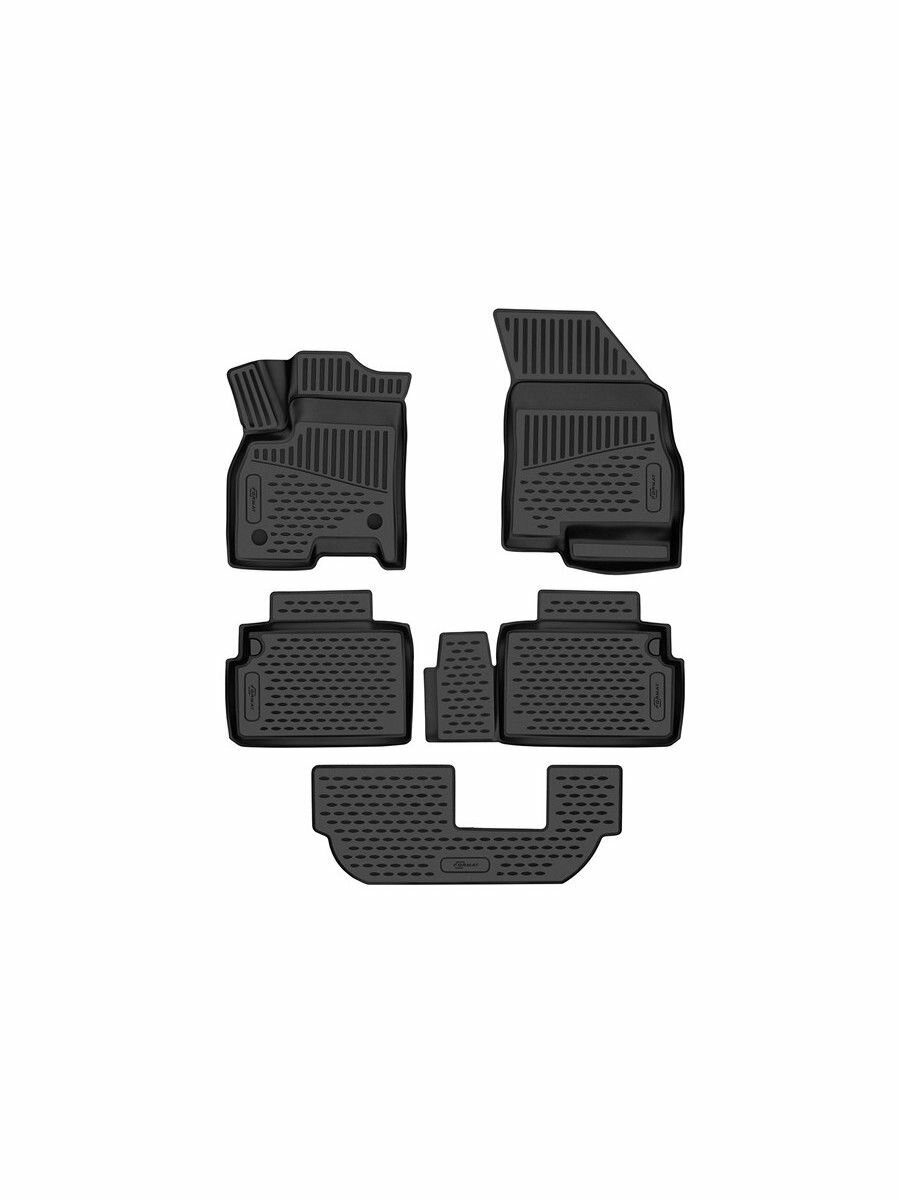 Коврики 3D в салон для CHERY Tiggo 8 Pro, 2021- / 8 Pro Max, 2022-, внед. 7 мест, 5 шт. (ПУ, повышенная износостойкость) / Черри Тигго 8 Про / Черри Т