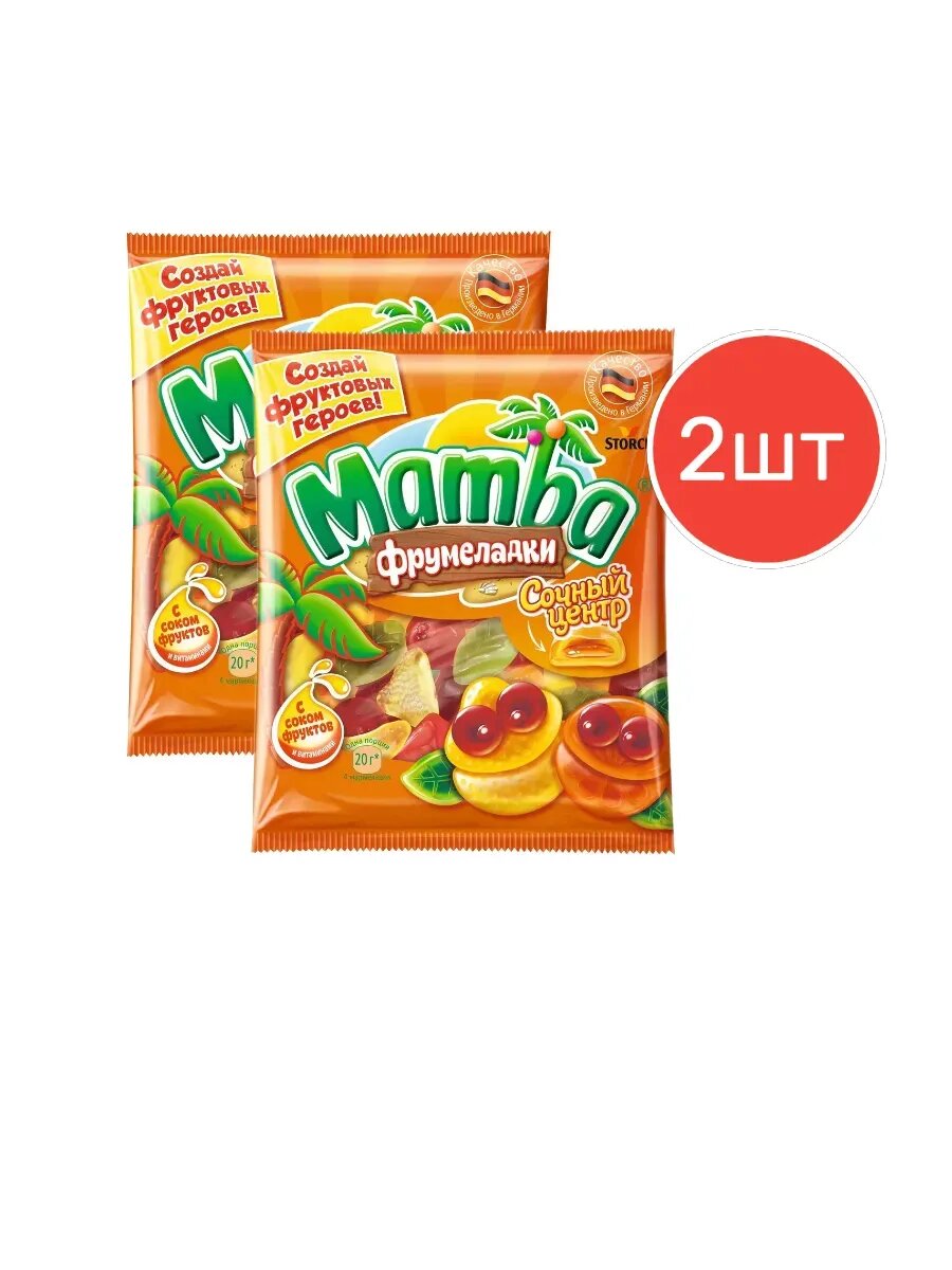 Мармелад жевательный, "Mamba", "Фрумеладки", "Сочный центр", 70г 2 шт