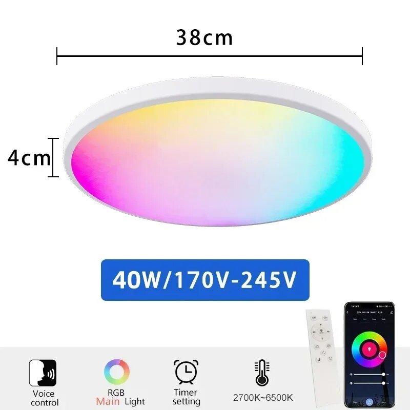 Tuya WiFi умный потолочный светильник 38 см круглый RGB white-38CM-40W