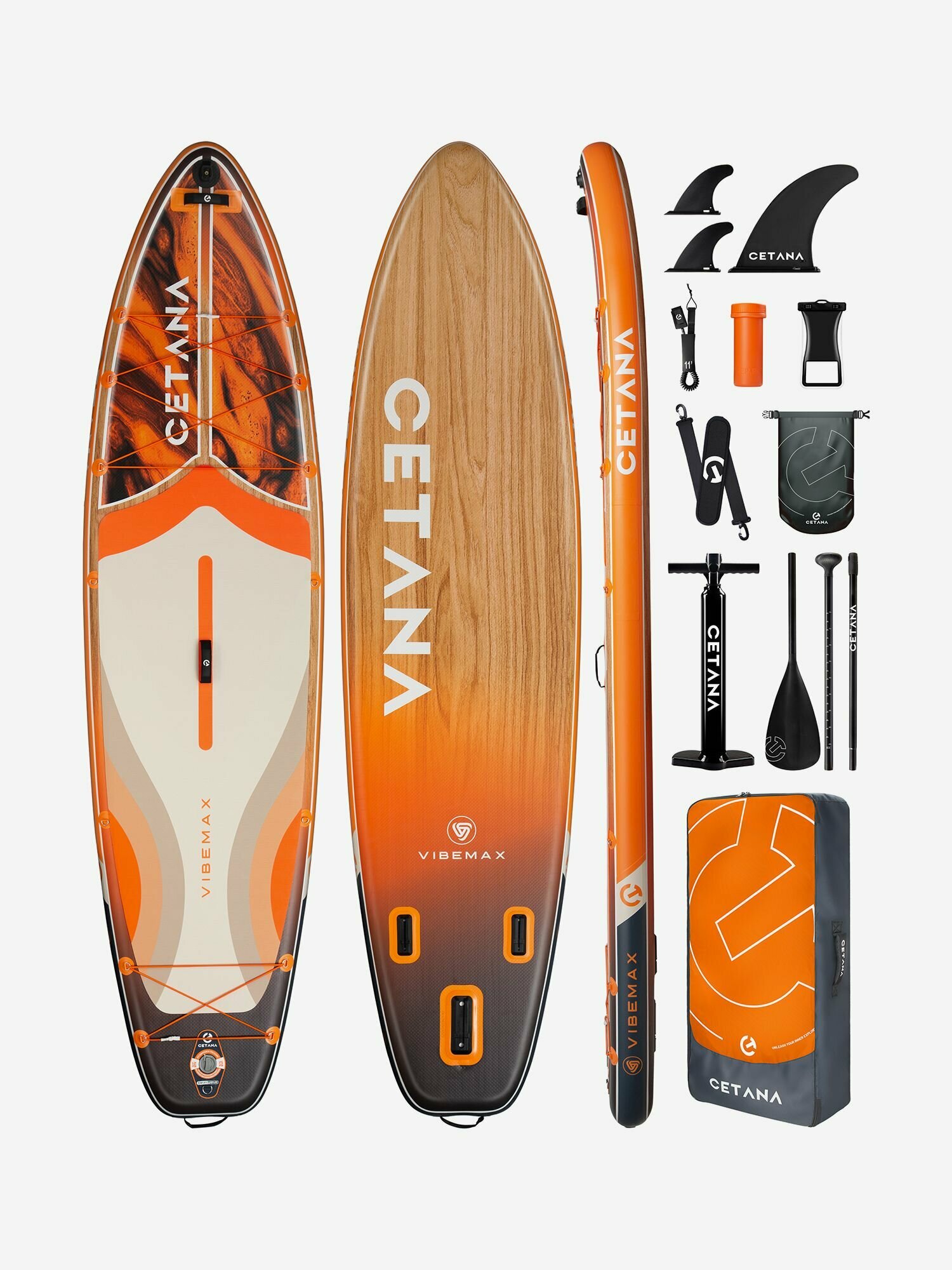 Надувная SUP-доска CETANA VIBEMAX ORANGE STD, 11'6" 351*86*15 см сапборд