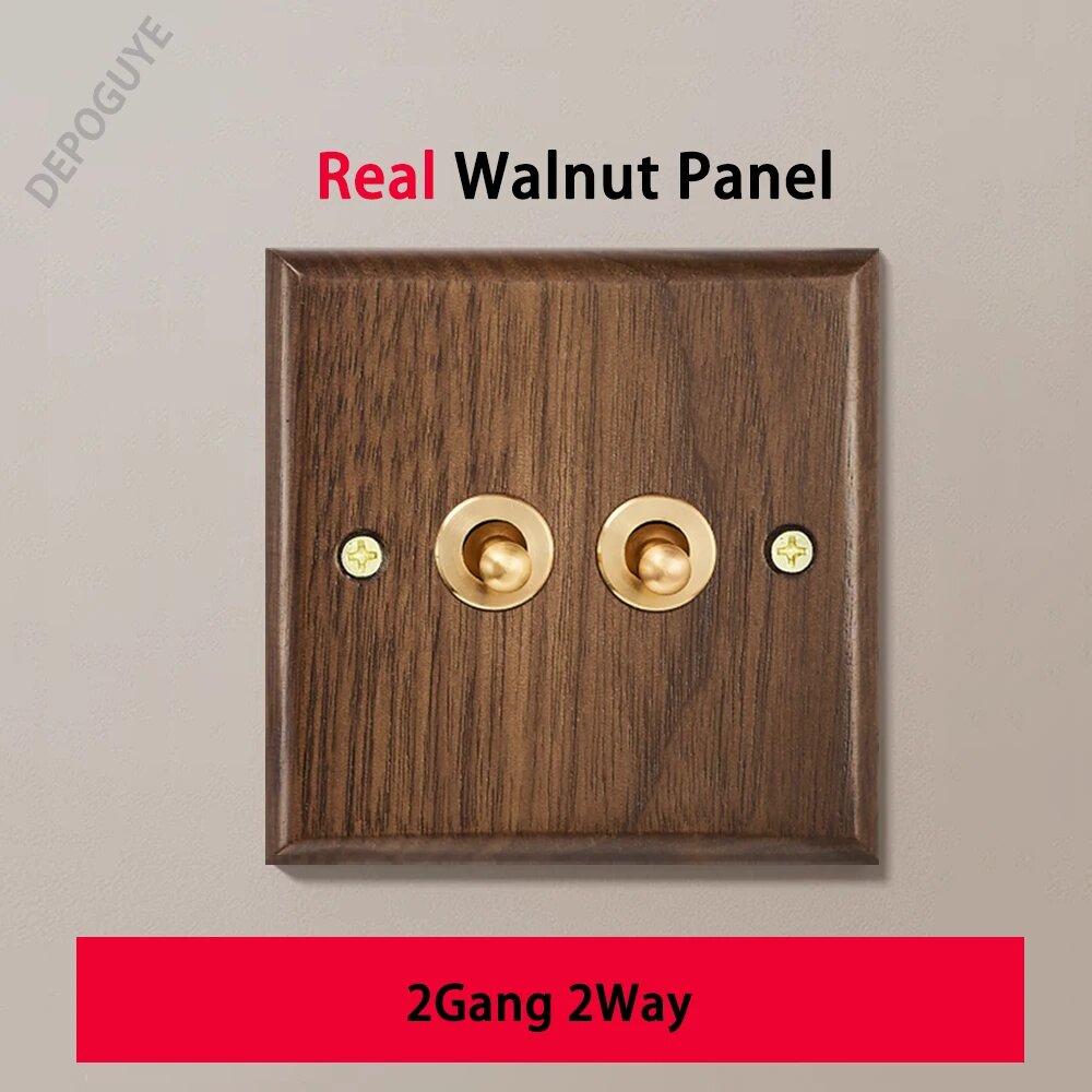 Декоративная панель для выключателя Depo Guye, 2Gang 2Way, Walnut
