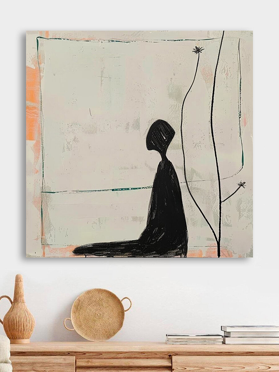 Картина на стену для интерьера - "Лицо девушки абстракция" , 50х50 см.