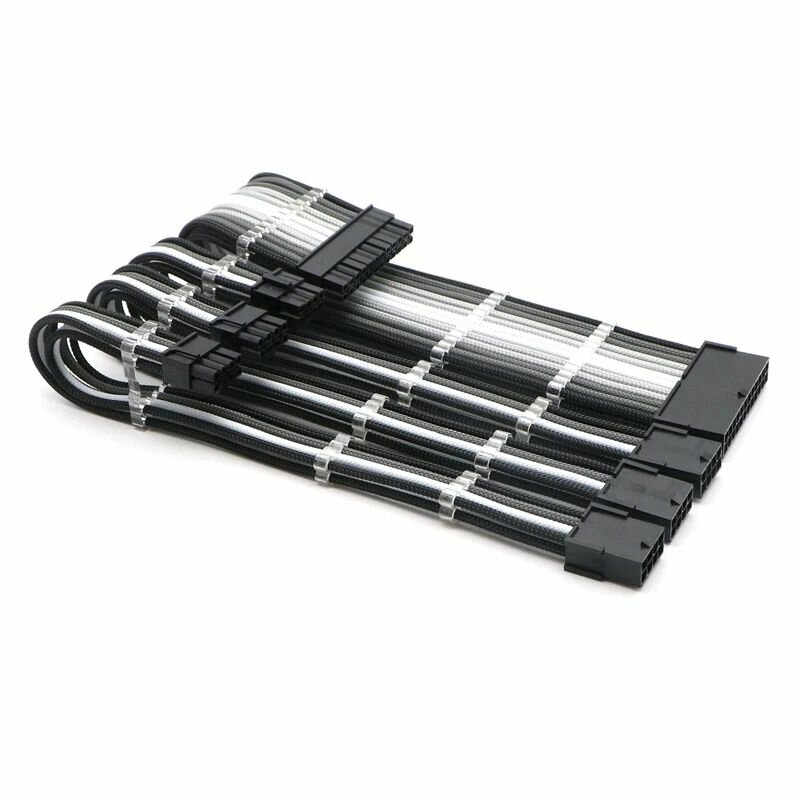 Комплект удлинительных кабелей на 180 градусов - удлинительный кабель питания для ПК ATX 24Pin, EPS 4+4Pin, PCI-E 6+2Pin, PCI-E 6Pin.