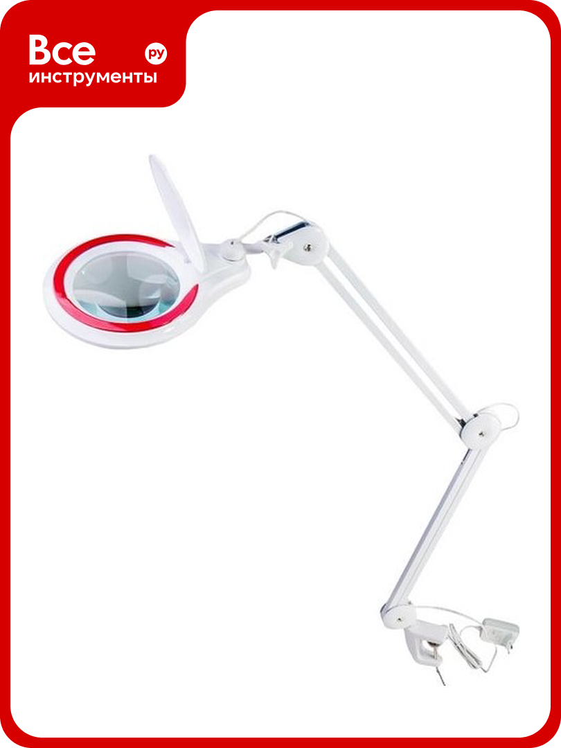 Лупа 8608D 5D на струбцине с подсветкой LED Veber 25598, В быту - для шитья, рукоделия, рисования, чтения