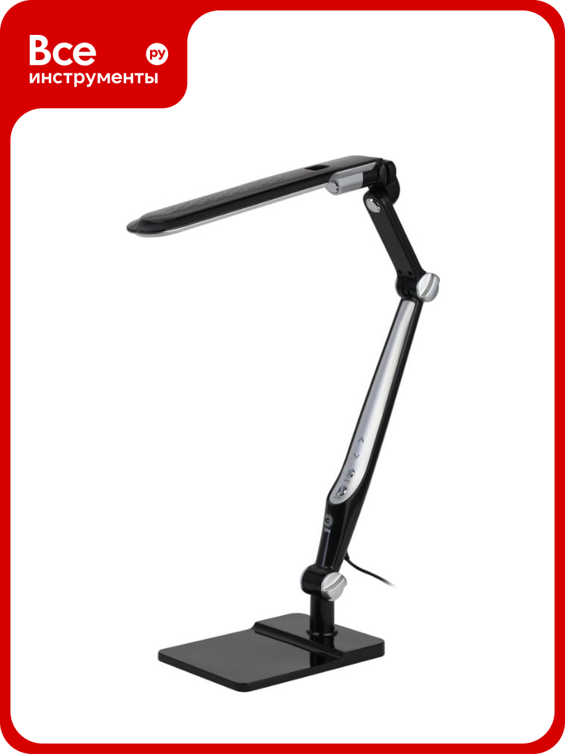 Настольный светодиодный светильник ЭРА NLED-497-12W-BK на струбцине и с основанием, черный Б0052771, характеристики